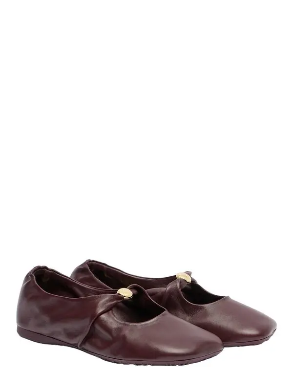 Loewe Pebble Leather Ballet Flats - Burgundy
