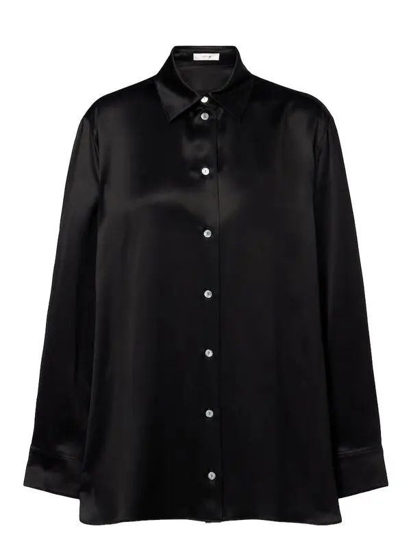 THE ROW Sisilia Oversized Silk Satin Shirt - Black