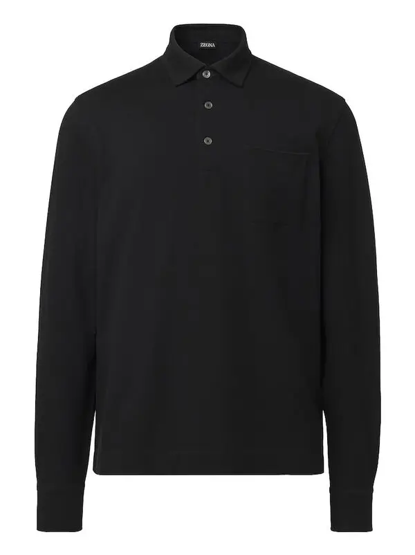 Zegna Cotton Piqué Polo Shirt - Black