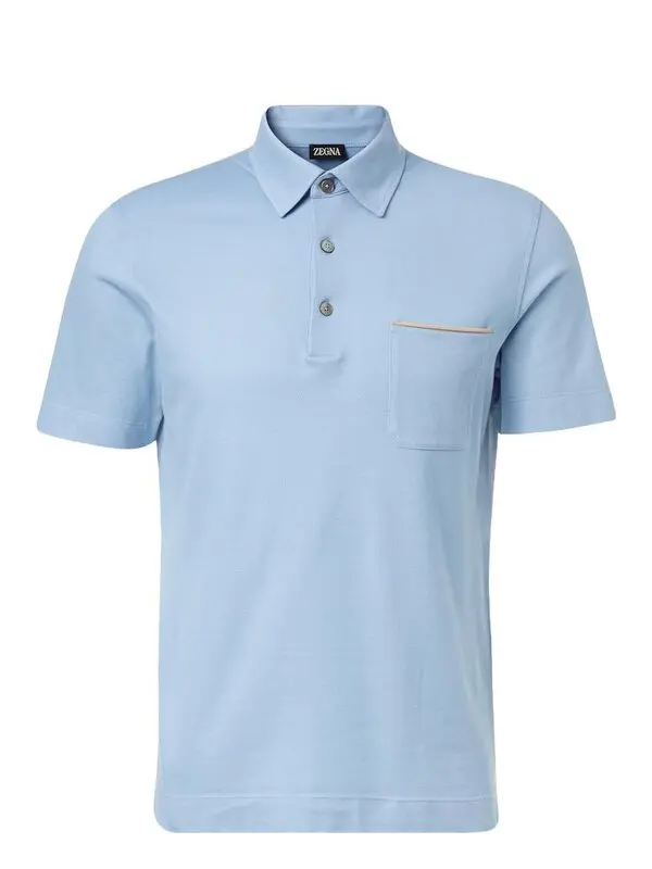 Zegna Cotton Piqué Polo Shirt - Blue