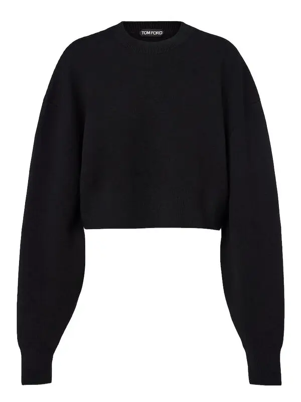 TOM FORD Cropped Wool And Cashmere-blend Sweater - Black