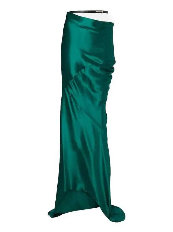 TOM FORD Belted Silk Satin Maxi Skirt - Green