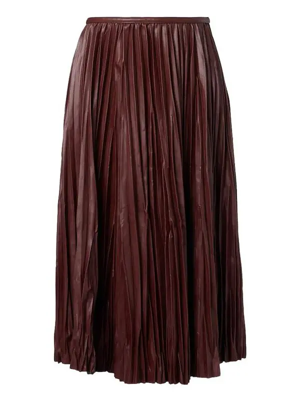 Proenza Schouler Rosalyn Plissé Midi Skirt - Burgundy