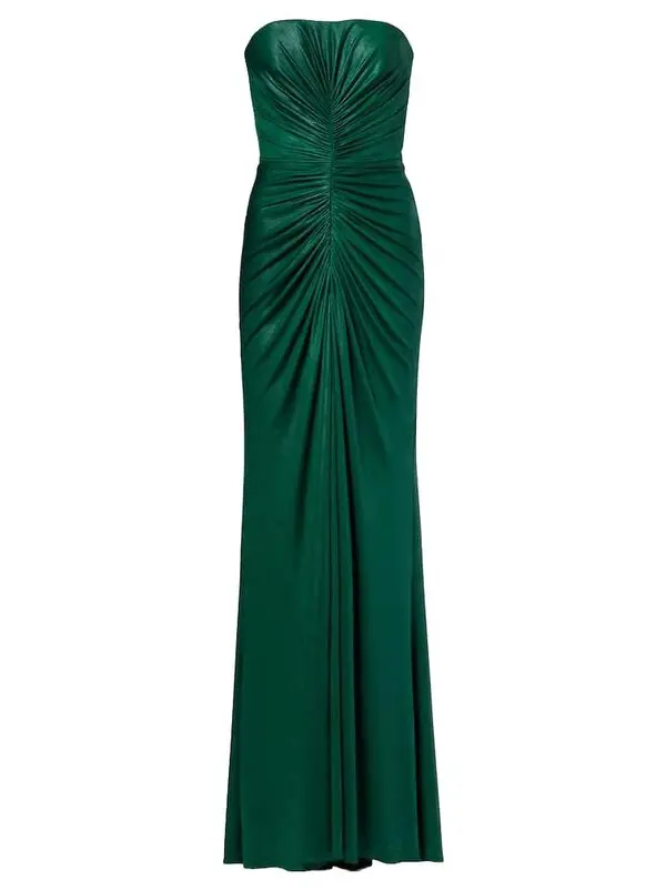 Elie Saab Ruched Jersey Gown - Green