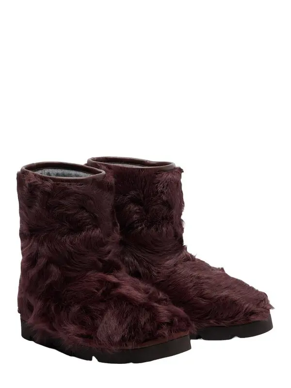 Brunello Cucinelli Shearling Ankle Boots - Burgundy
