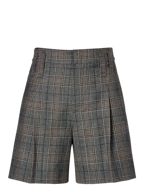 Brunello Cucinelli Checked Virgin Wool Shorts - Grey
