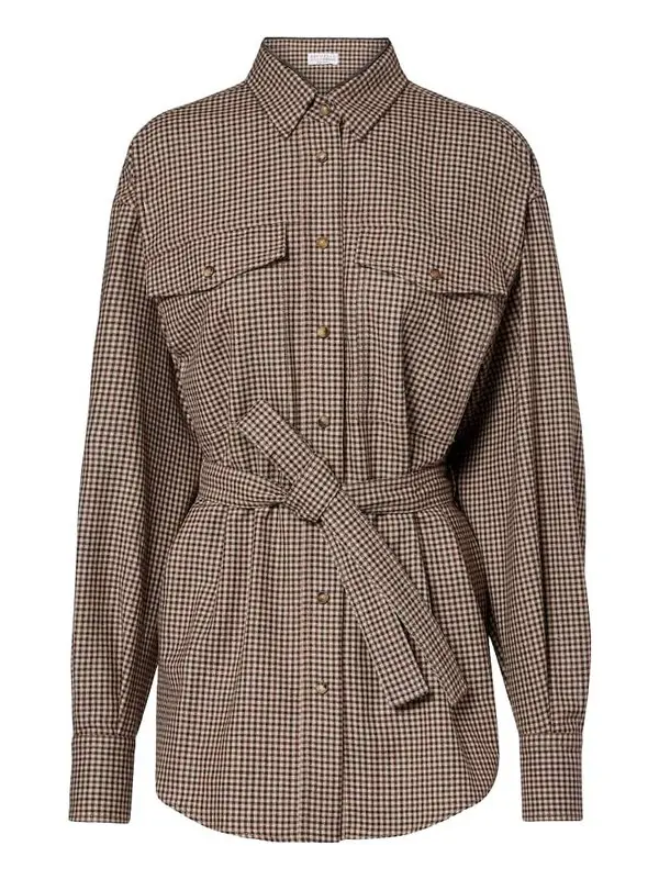 Brunello Cucinelli Checked Virgin Wool Overshirt - Brown