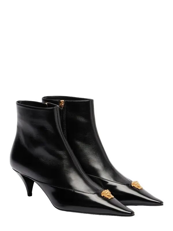 Versace La Medusa 55 Leather Ankle Boots - Black