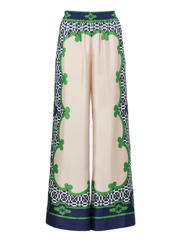 La DoubleJ Printed Silk Twill Palazzo Pants - Multicoloured