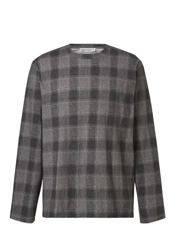 Our Legacy Box Checked Cotton Jersey T-shirt - Grey