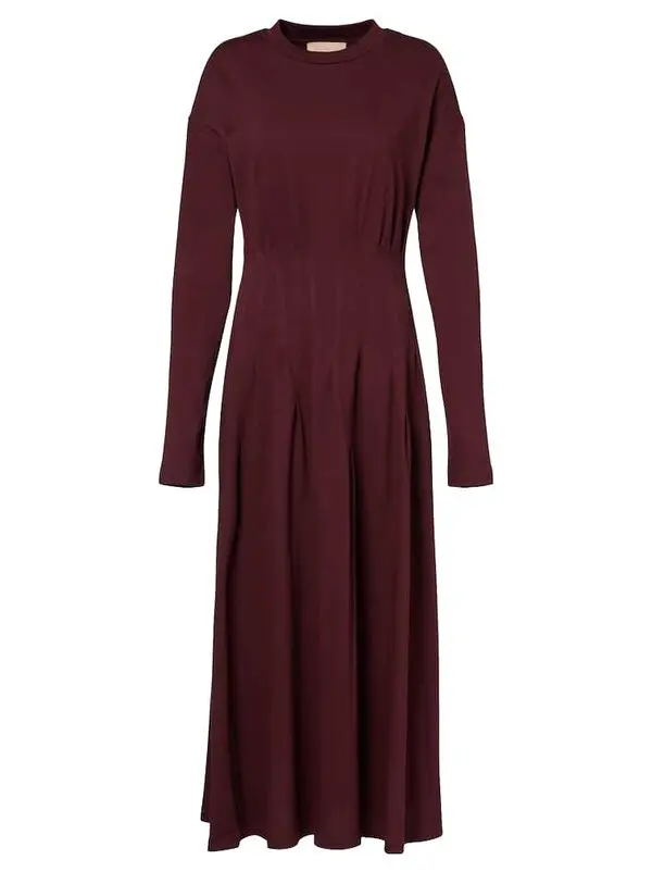 Plan C Cotton Midi Dress - Burgundy