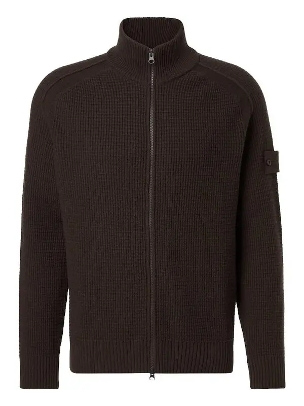 Stone Island Ghost Waffle-knit Virgin Wool Jacket - Brown