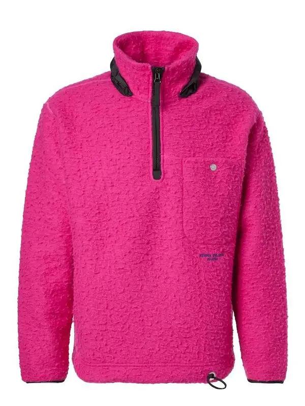 Stone Island Marina Wool-blend Fleece Half-zip Sweater - Pink
