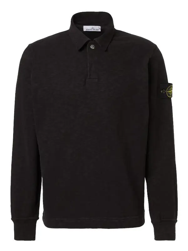 Stone Island Compass Cotton Polo Shirt - Black