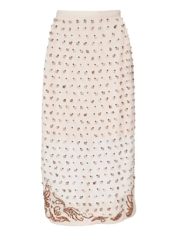 Dries Van Noten Embellished Sheer Midi Skirt - Pink