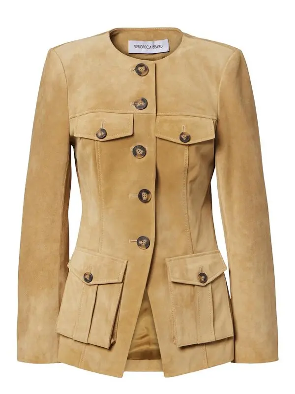 Veronica Beard Orrin Suede Jacket - Beige