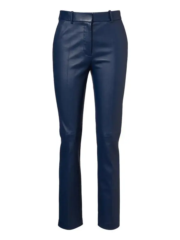 JOSEPH Coleman Leather Slim Pants - Blue
