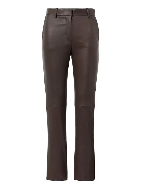 JOSEPH Coleman Slim Leather Pants - Brown