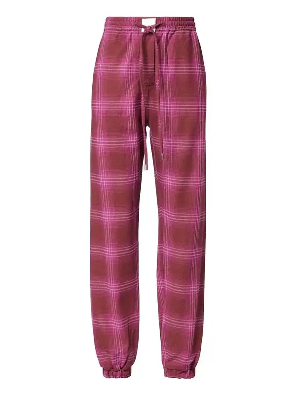 Attico Checked Cotton Flannel Sweatpants - Purple