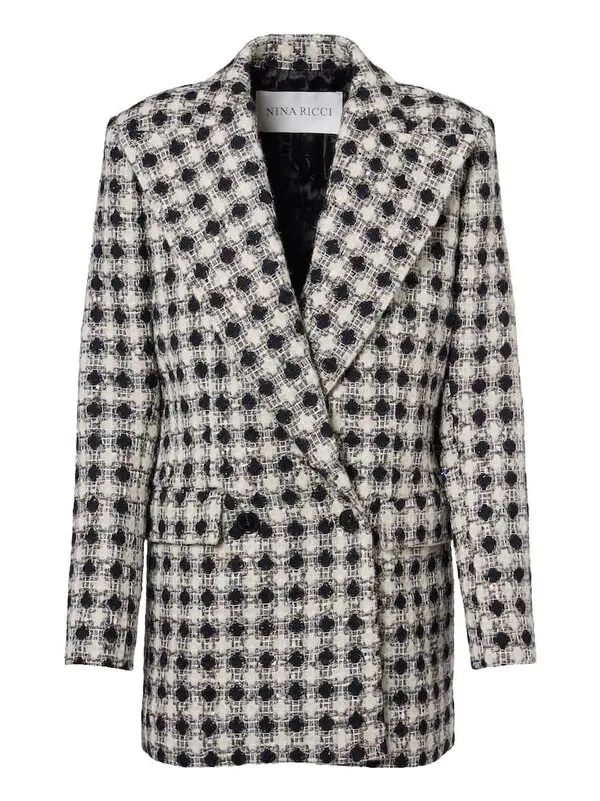 Nina Ricci Double-breasted Tweed Blazer - White