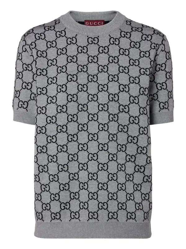 Gucci Gg Reversible Wool-blend Top - Grey