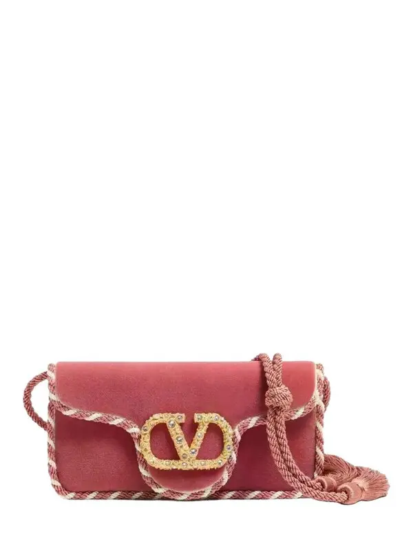 Valentino Garavani Locò Jewel-embellished Vlogo Clutch - Pink