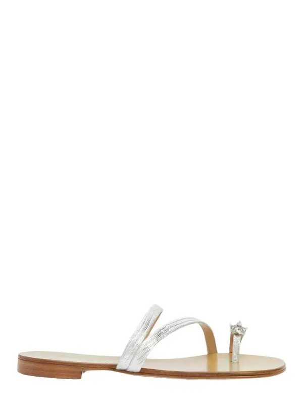 GIUSEPPE ZANOTTI Crystal-embellished Leather Sandals - Silver