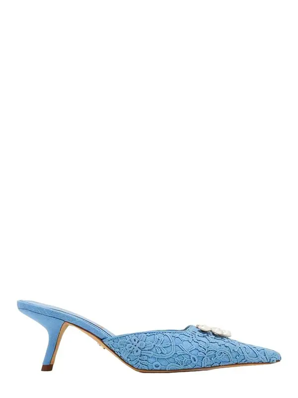 Sam Edelman 60mm Lace-embellished Pointed-toe Mules - Blue