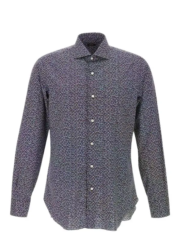 BARBA NAPOLI Micro-pattern Shirt - Blue