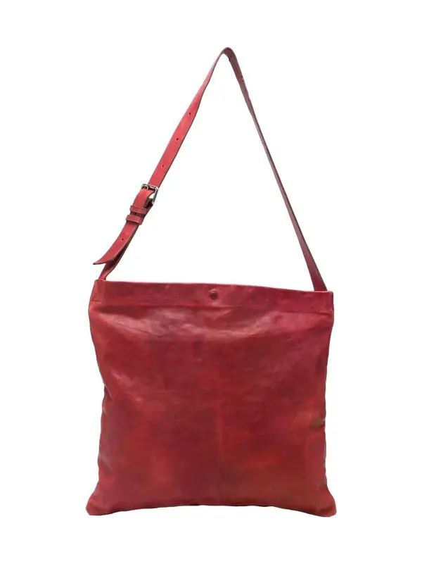 SOMMET Lidia Large Buckle-strap Leather Shoulder Bag - Red