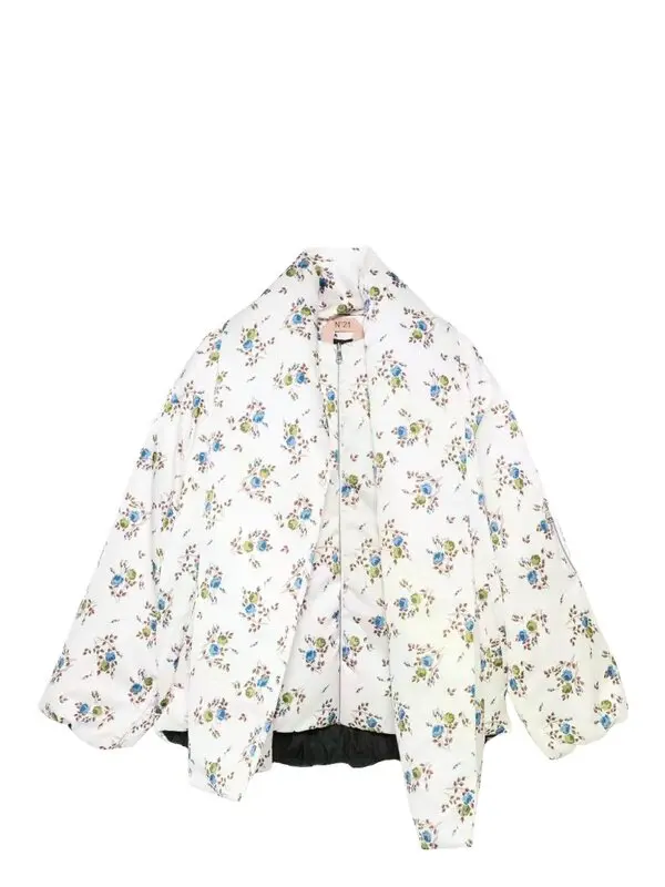 N°21 Floral-print Balloon-sleeves Jacket - White