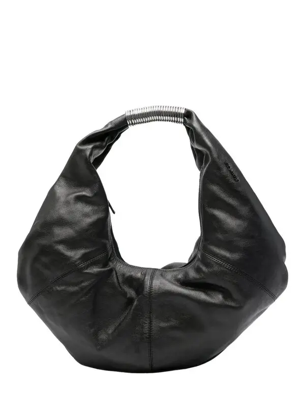 VIC MATIE Curved-handle Leather Tote Bag - Black