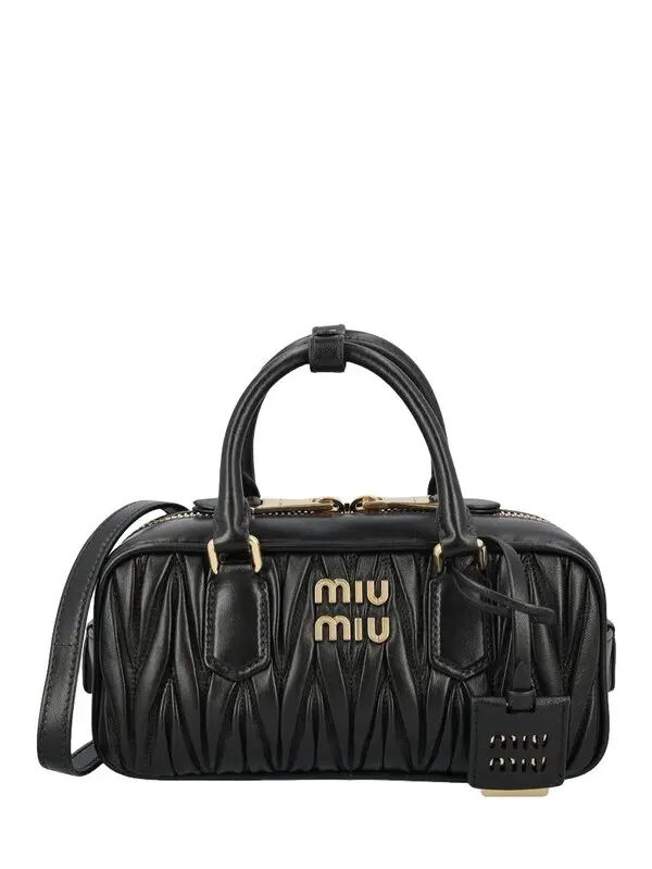 Miu Miu Arcadie Matelassé Lambskin Bag - Black