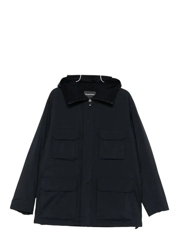 Emporio Armani Nylon Parka Coat - Blue