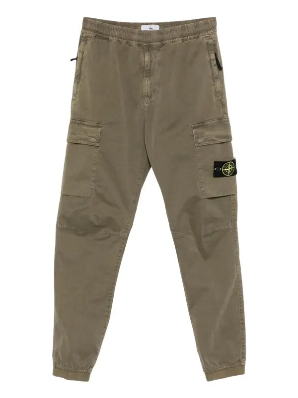 Stone Island Logo Cotton Cargo Trousers - Green