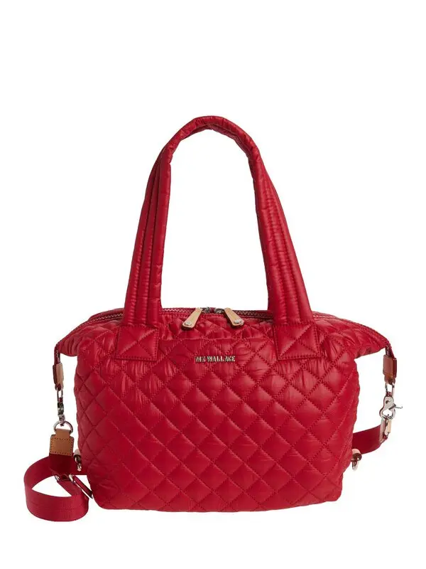Mz Wallace Medium Sutton Deluxe Quilted Nylon Tote - Apple