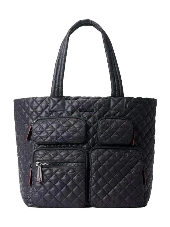 Mz Wallace Large Metro Quilted Nylon Travel Tote - Black