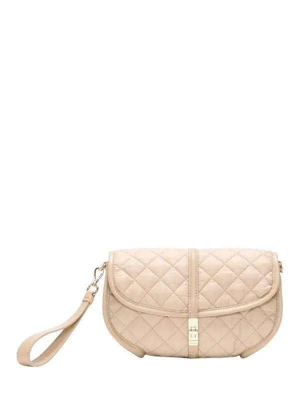 Mz Wallace Small Astor Convertible Quilted Leather Crossbody Clutch - Buff
