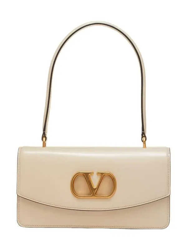 Valentino Garavani Devain Leather Shoulder Bag - Butter White