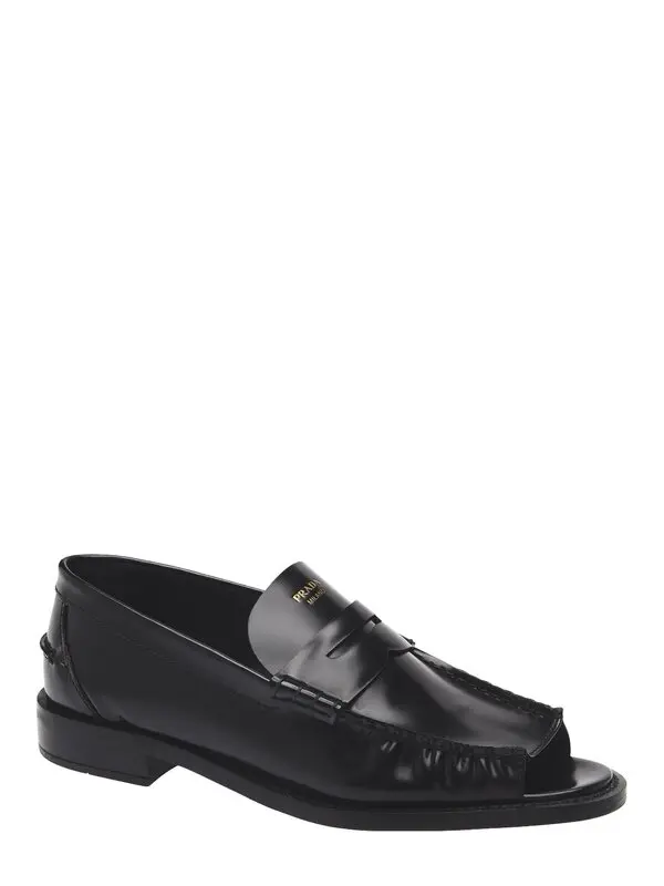Prada Peep-toe Loafer - Nero
