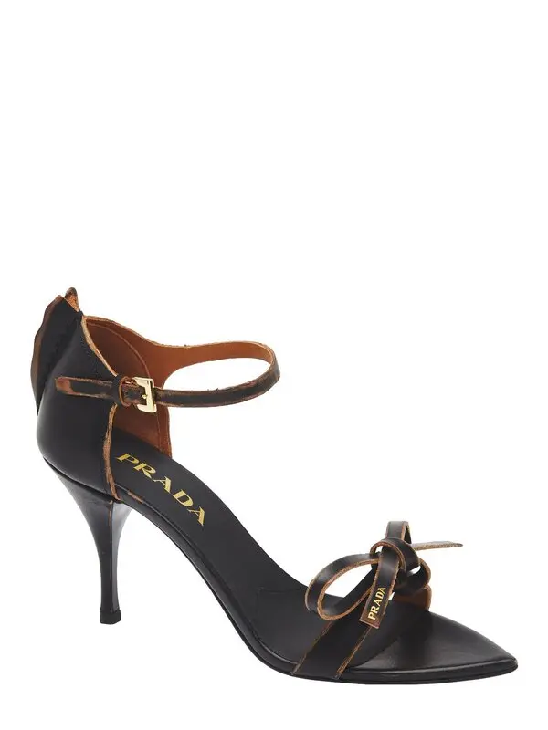 Prada Exposed Seam Ankle Strap Sandal - Nero/cuoio
