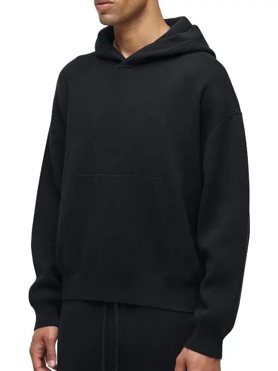 Hudson Jeans Cotton And Cashmere Double Knit Hoodie - Pitch Black