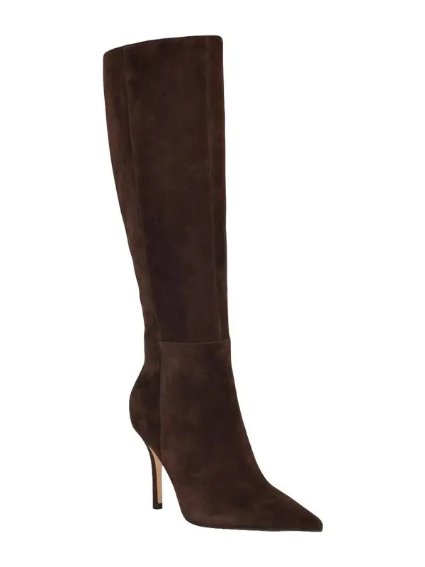 Nine West Pointed Toe Knee High Boots - Dark Brown 200