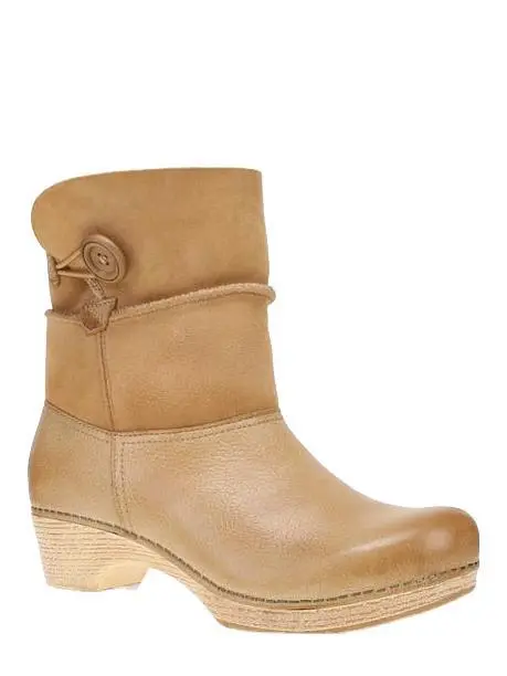 Dansko Lillith Shearling Trim Bootie - Honey Distressed