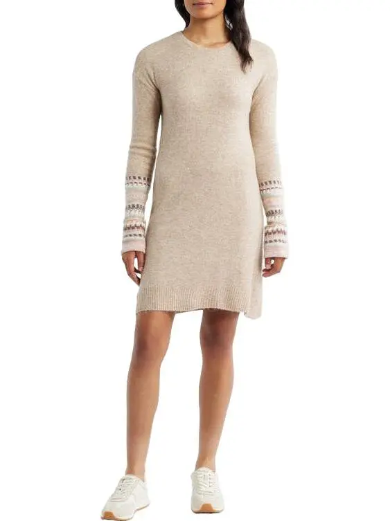 HATLEY Long-sleeve Sweater Mini Dress - Oatmeal