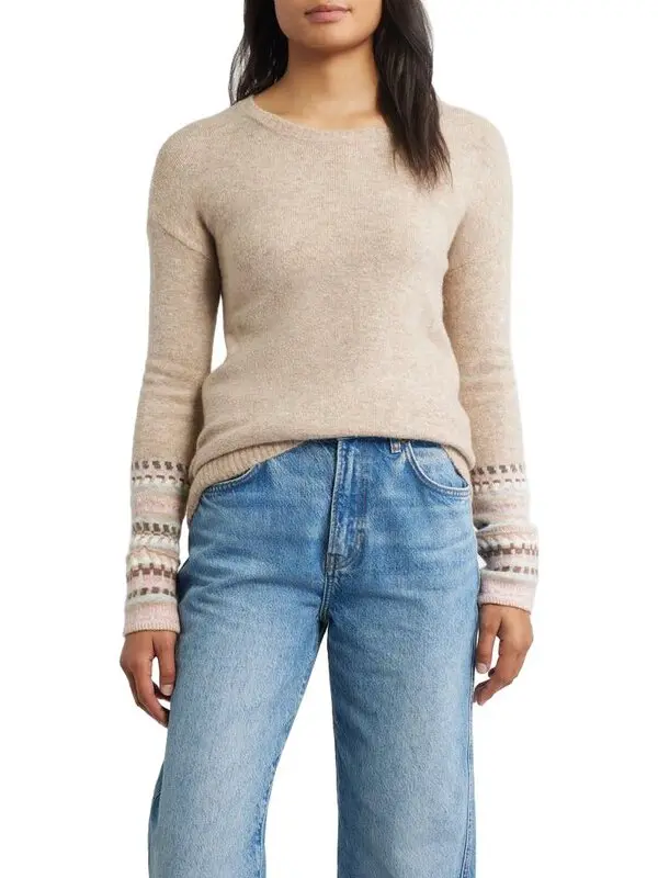 HATLEY Fair Isle Mélange Crewneck Sweater - Oatmeal