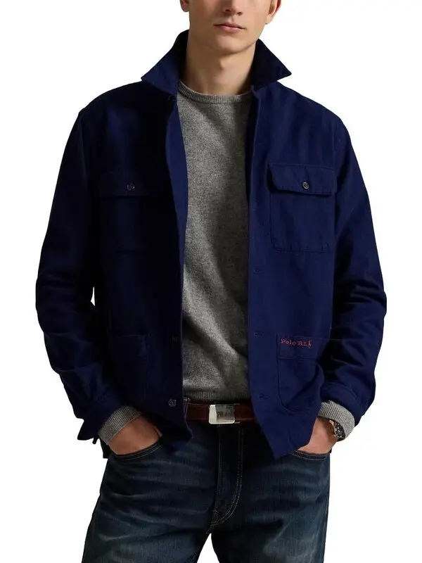 Polo Ralph Lauren Brushed Flannel Button-up Shirt Jacket - Newport Navy