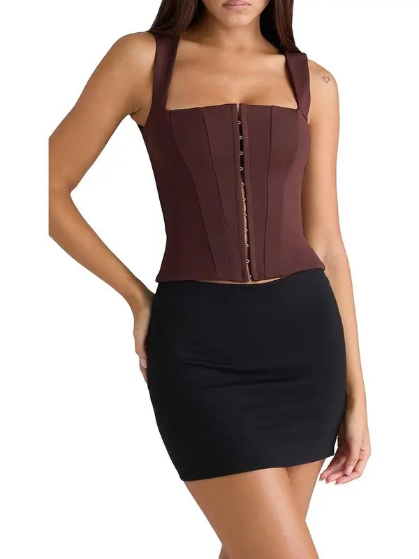 House Of Cb Balconette Corset Top - Chocolate
