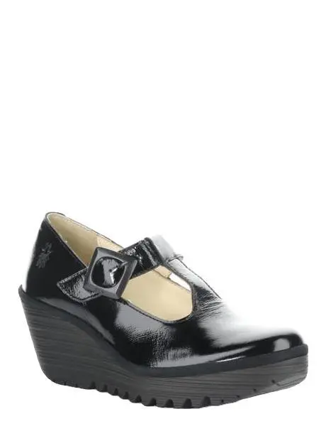 Fly London Yald Wedge Mary Jane Pump - 003 Black