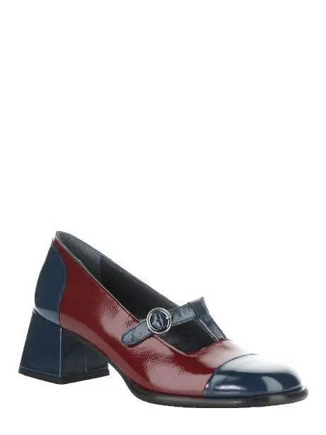Fly London Solf T-strap Pump - 002 Navy/int Rust